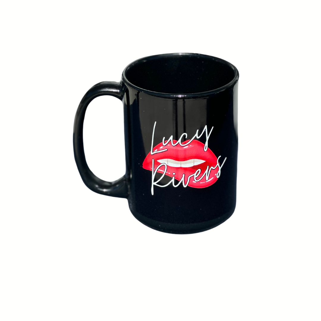 LUCY RIVERS 15 oz. Black Classic Mug with Lips Logo – Addicted To The Voice